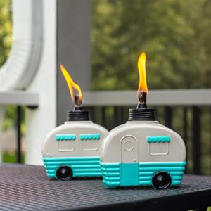 TIKI Brand 2-Pack Blue Camper Tabletop Torch, Outdoor torches for patio and backyard, 5.7 Inch, Blue, 1122122