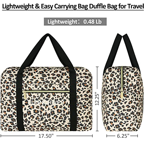 Gym Bag for Women, Travel Duffel Bag, Tote Bag,Weekender bag,For Spirit Airlines Personal Item Bag 18x14x8,Foldable Carry on Luggage for Women - Leopard Print