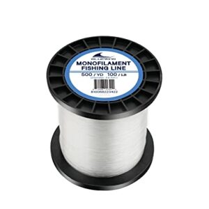 BLUEWING Monofilament Fishing Line Clear Invisible Thin Diameter Fishing String Mono Fishing Line, Dia.0.9mm*500YD*100LB