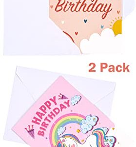 WRAPAHOLIC 13" Large Birthday Gift Bags with Card and Tissue Paper - 2 Pack for Kids Girl Birthday, Gift Wrap