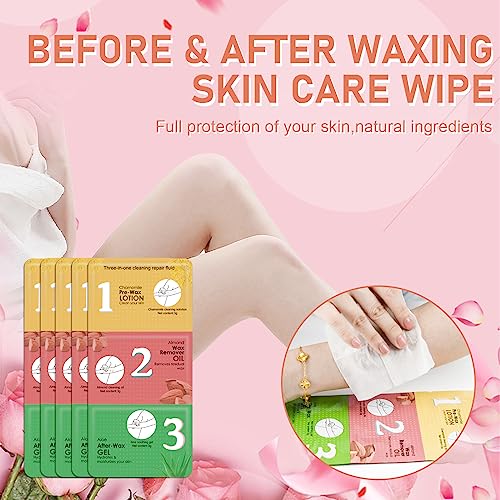 Roll On Waxing Kit, Depilatory Roll On Wax Warmer for Hair Removal with 2 Tea Tree Cartridge Refill 10 Wax-removing Wipes and 100pcs Wax Strips, (Pink) (Pink)