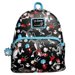 loungefly dr seuss cat in the hat aop double strap shoulder bag purse