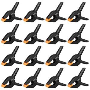 16 pack spring clamps - 3.5 inch small clamps for backdrop stand, heavy duty clamps, plastic clips for crafts and backdrop clips clamps - backdrop clamps for crafts, woodworking, photography, outdoor