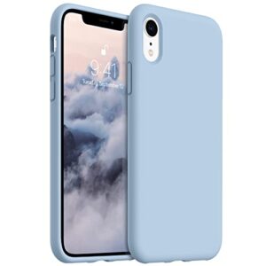 aotesier for iphone xr case,upgraded liquid silicone with [soft anti-scratch microfiber lining] drop protection phone case for iphone 10 xr 6.1 inch - mystery blue