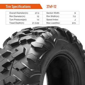 HALBERD ATV Tires, 27x9-12 & 27x11-12 ATV Tires, 6PR 27x9x12 27x11x12 All Terrain ATV UTV Off-Road Tires(Set of 4, Tubeless)