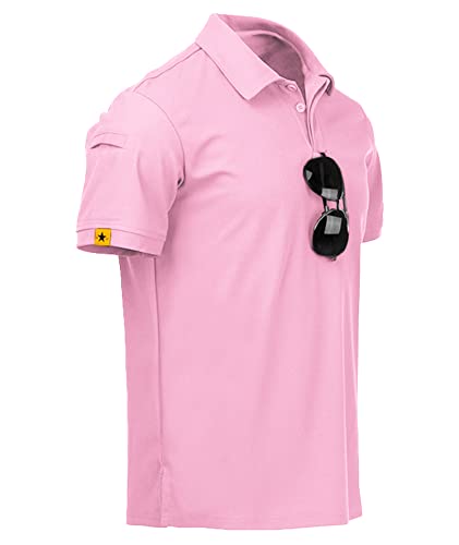 ZITY Mens Polo Shirt Short Sleeve Sports Golf Tennis T-Shirt 012-Pin 3XL Pink