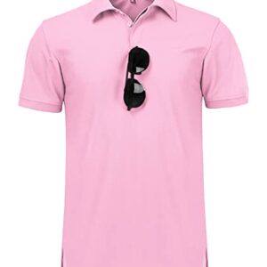 ZITY Mens Polo Shirt Short Sleeve Sports Golf Tennis T-Shirt 012-Pin 3XL Pink