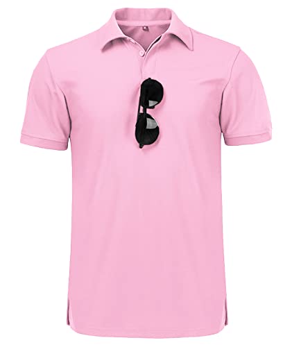 ZITY Mens Polo Shirt Short Sleeve Sports Golf Tennis T-Shirt 012-Pin 3XL Pink