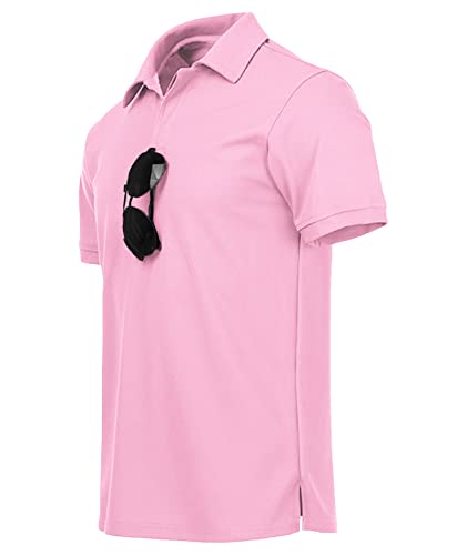 ZITY Mens Polo Shirt Short Sleeve Sports Golf Tennis T-Shirt 012-Pin 3XL Pink