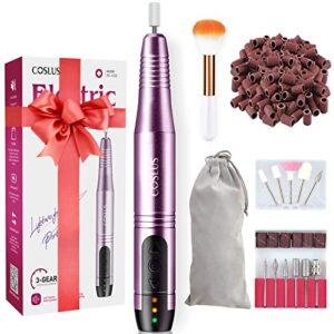 cordless nail drill electric file: professional for acrylic gel dip powder nails portable nail drill machine kit for manicure pedicure nail set with everything rechargeable lightweight