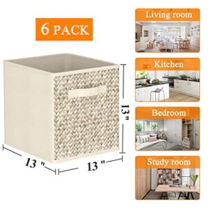 Wisdom Star 6 Pack Fabric Storage Cubes with Handle, Foldable 13x13 Inch Large Cube Storage Bins, Storage Baskets for Shelves, Storage Boxes for Organizing Closet Bins