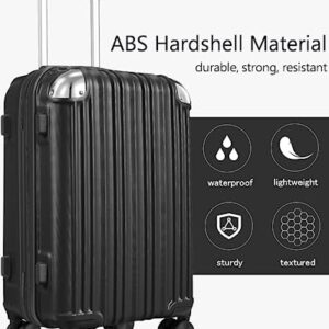 SunnyTour Expandable Luggage Sets with Double Spinner Wheels, 3 Piece Hard Suitcase Set for Short Trips and Long Travel, Black