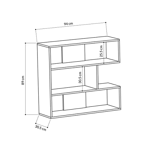 JV Home Molly Bookshelf Stylish Bookcase 3 Tier Shelving Storage Plant Stand Low Book Shelf Shelves Case Etagere de Rangement for Living Room Kitchen Laundry Bedroom 37x35 Inch (Dark Grey)