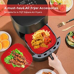 Air Fryer Silicone Liners, 8'' Square 4 to 8 QT Food Grade Heat Resistant Reusable Airfryer Silicone Liners Inserts Baskets Accessories with Mitts for Instant Vortex COSORI Air Fryer Oven Microwave