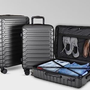 SAS Travel Luggage Sets, Set of 3 pieces of Suitcases With Wheels, Spinner Wheels, Lock, Hard Case, With Carry On Luggage and Large Suitcase Included, Travel Must Haves (Jet Black)