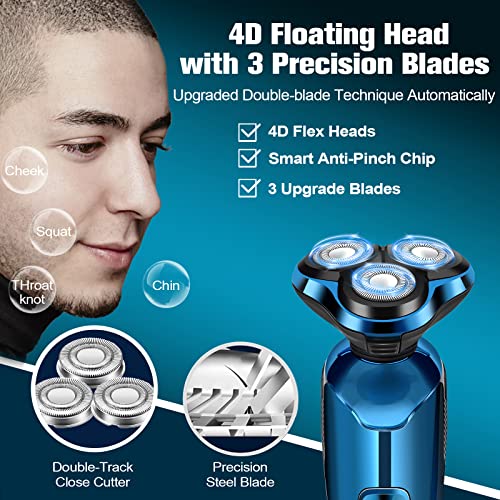 Electric Razor for Men, 2023 Men’s Electric Shavers Rotary LED Display/Waterproof/Rechargeable, Electric Shaver for Men Cordless Floating Head Replaceable Blades Portable Travel Razor Idea Gift