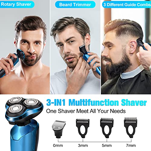 Electric Razor for Men, 2023 Men’s Electric Shavers Rotary LED Display/Waterproof/Rechargeable, Electric Shaver for Men Cordless Floating Head Replaceable Blades Portable Travel Razor Idea Gift