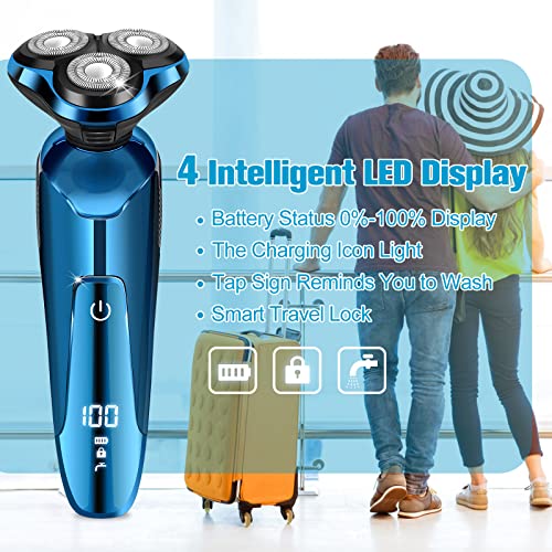 Electric Razor for Men, 2023 Men’s Electric Shavers Rotary LED Display/Waterproof/Rechargeable, Electric Shaver for Men Cordless Floating Head Replaceable Blades Portable Travel Razor Idea Gift