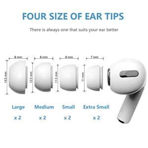 SIXFU 4 Sizes Replacement Ear Tips Compatible with AirPods Pro and AirPods Pro 2, Updated Ear Buds Silicone Tips Including Extra Small Size with Portable Storage Case (XS/S/M/L)