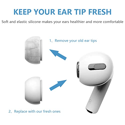 SIXFU 4 Sizes Replacement Ear Tips Compatible with AirPods Pro and AirPods Pro 2, Updated Ear Buds Silicone Tips Including Extra Small Size with Portable Storage Case (XS/S/M/L)