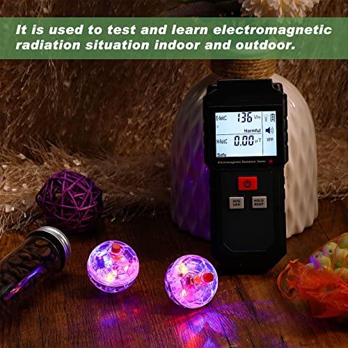 3 Pcs Ghost Hunting Equipment Kit, EMF Meter and 2 LED Light Up Motion Activated Cat Balls, Digital Electromagnetic Radiation Tester Detector Motion Activated Cat Ball Toy for Outdoor Ghost Hunting