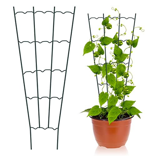 HiGift 4 Pack 24'' Garden Trellis for Climbing Plants Outdoor, Plant Trellis for Climbing Plants Indoor, Metal Plant Stakes Plant Trellis for Houseplant Vine Ivy Flowers