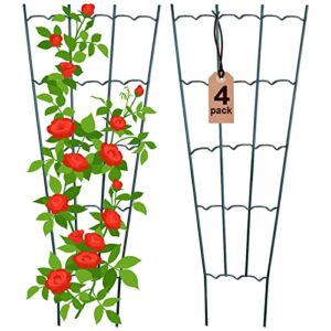 higift 4 pack 24'' garden trellis for climbing plants outdoor, plant trellis for climbing plants indoor, metal plant stakes plant trellis for houseplant vine ivy flowers