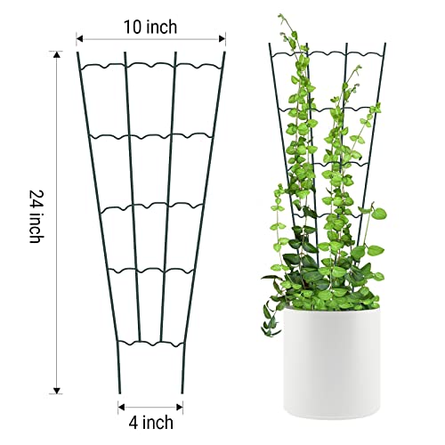 HiGift 4 Pack 24'' Garden Trellis for Climbing Plants Outdoor, Plant Trellis for Climbing Plants Indoor, Metal Plant Stakes Plant Trellis for Houseplant Vine Ivy Flowers