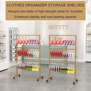 Retail Store Garment Rack Clothing Hanger, Underwear Panty Rack Shorts Display Bra Stand, Clothes Organizer with Wheels and 3- Tier Shelves, for Bedroom/Boutique/Cloth Store Metal Pipe Hanging Rack