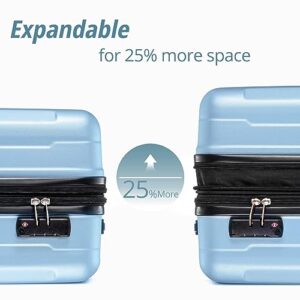 Merax Luggage Sets 2 piece Carry on Luggage Suitcase Sets of 2, Hard Case Luggage Expandable with Spinner Wheels (Baby Blue 2-Piece (20/24))