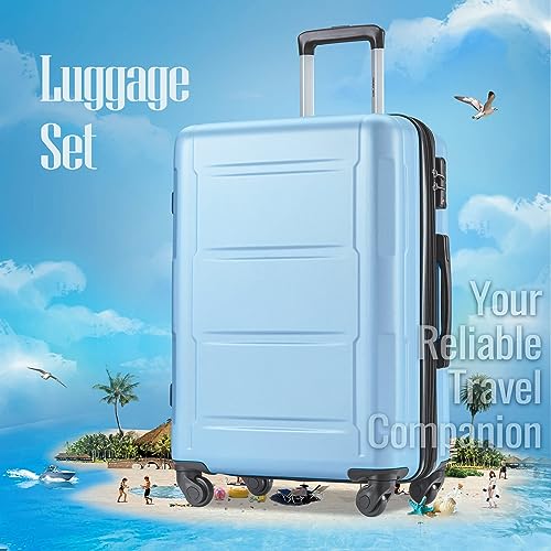 Merax Luggage Sets 2 piece Carry on Luggage Suitcase Sets of 2, Hard Case Luggage Expandable with Spinner Wheels (Baby Blue 2-Piece (20/24))