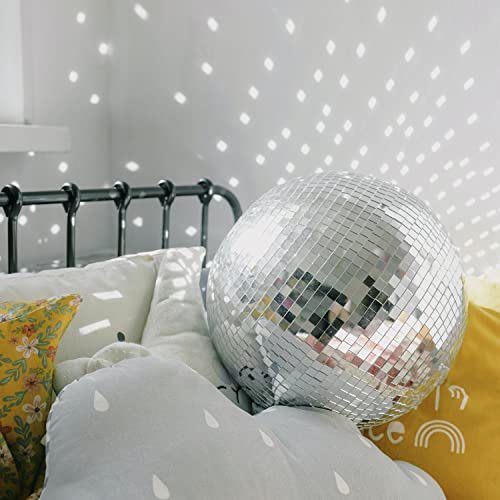 Disco Ball – Fun and Bright Disco Ball Ornament – 12-inch Large Disco Ball Décor for Parties, Weddings, Events – Fun and Classic Mirror Ball with Glass Pieces – Shiny and Elegant Design