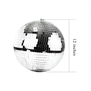 Disco Ball – Fun and Bright Disco Ball Ornament – 12-inch Large Disco Ball Décor for Parties, Weddings, Events – Fun and Classic Mirror Ball with Glass Pieces – Shiny and Elegant Design