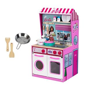 theo klein 2 in 1 barbie pretend play toy kitchen and dollhouse and epic chef wooden pretend play toy kitchen playset for kids ages 3 and up