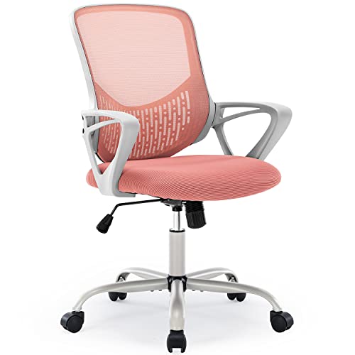 Office Chair, Desk Chair Mid Back Computer Chair Ergonomic Office Chair Mesh Computer Desk Chair with Lumbar Support Armrest, Executive Height Adjustable Swivel Task Chair for Women Adults