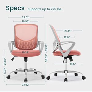 Office Chair, Desk Chair Mid Back Computer Chair Ergonomic Office Chair Mesh Computer Desk Chair with Lumbar Support Armrest, Executive Height Adjustable Swivel Task Chair for Women Adults