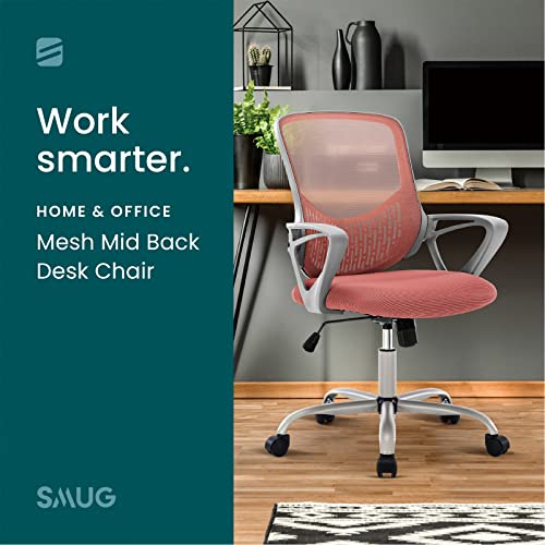 Office Chair, Desk Chair Mid Back Computer Chair Ergonomic Office Chair Mesh Computer Desk Chair with Lumbar Support Armrest, Executive Height Adjustable Swivel Task Chair for Women Adults