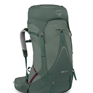 Osprey Aura AG LT 50L Women's Backpacking Backpack, Koseret/Darjeeling Spring Green, WXS/S