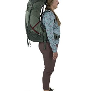 Osprey Aura AG LT 50L Women's Backpacking Backpack, Koseret/Darjeeling Spring Green, WXS/S