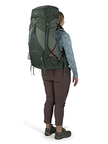 Osprey Aura AG LT 50L Women's Backpacking Backpack, Koseret/Darjeeling Spring Green, WXS/S