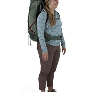 Osprey Aura AG LT 50L Women's Backpacking Backpack, Koseret/Darjeeling Spring Green, WXS/S