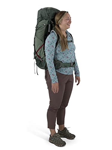 Osprey Aura AG LT 50L Women's Backpacking Backpack, Koseret/Darjeeling Spring Green, WXS/S