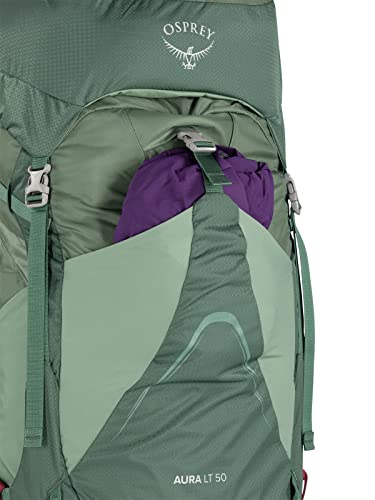 Osprey Aura AG LT 50L Women's Backpacking Backpack, Koseret/Darjeeling Spring Green, WXS/S