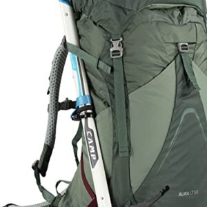 Osprey Aura AG LT 50L Women's Backpacking Backpack, Koseret/Darjeeling Spring Green, WXS/S