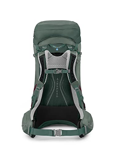 Osprey Aura AG LT 50L Women's Backpacking Backpack, Koseret/Darjeeling Spring Green, WXS/S