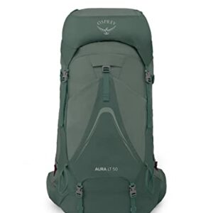 Osprey Aura AG LT 50L Women's Backpacking Backpack, Koseret/Darjeeling Spring Green, WXS/S