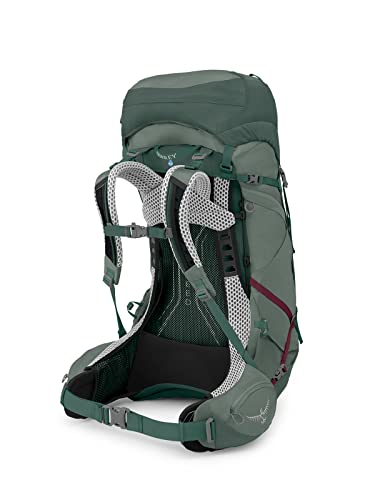 Osprey Aura AG LT 50L Women's Backpacking Backpack, Koseret/Darjeeling Spring Green, WXS/S