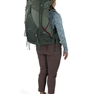 Osprey Aura AG LT 50L Women's Backpacking Backpack, Koseret/Darjeeling Spring Green, WM/L