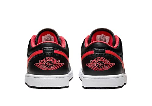 Jordan Men's Air Jordan 1 Low Sneaker, Black/Fire Red-white, 10