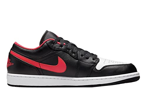 Jordan Men's Air Jordan 1 Low Sneaker, Black/Fire Red-white, 10